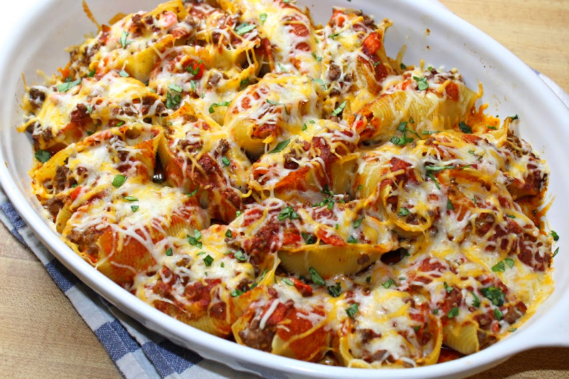 Baked Enchilada Pasta Shells - Forks 'n' Flip Flops